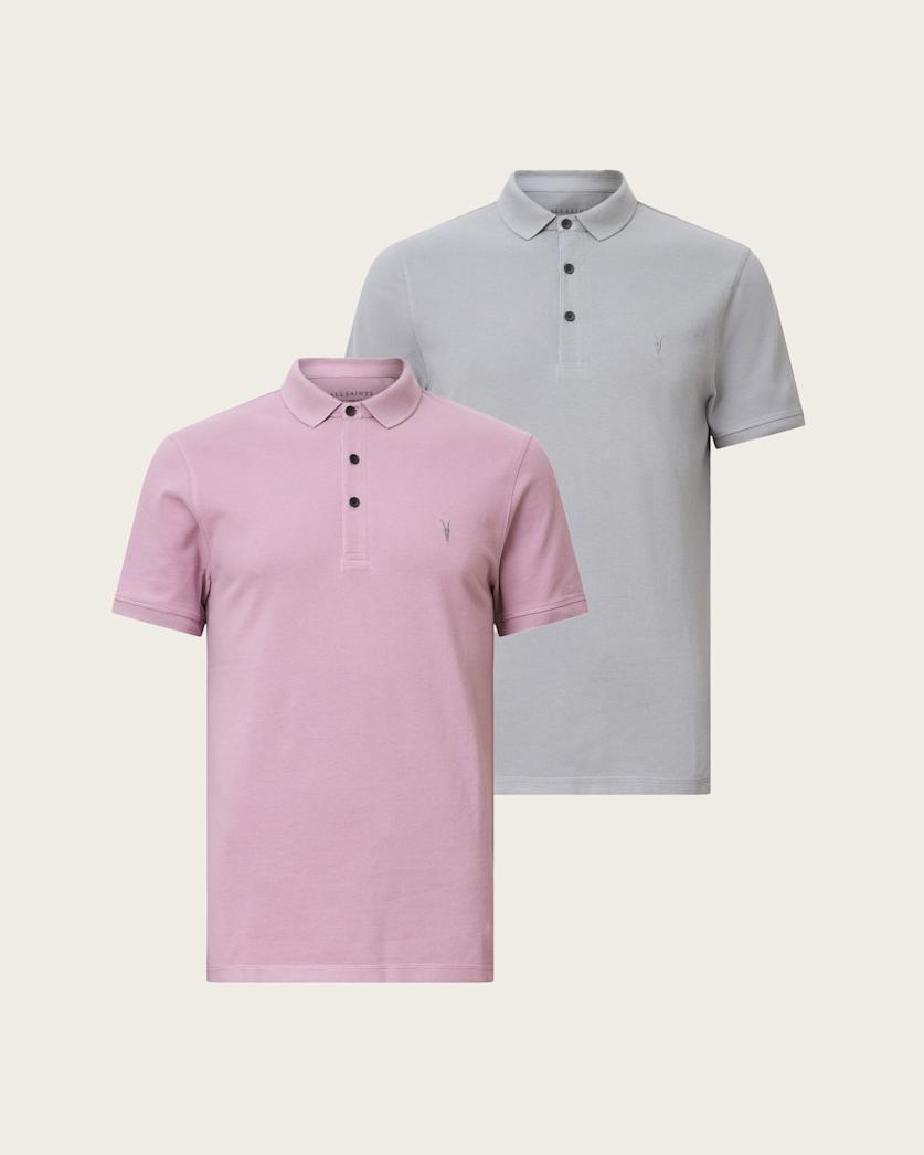 Pique Short Sleeve Polo Shirts 2 Pack GREY/ASHED PURPLE | ALLSAINTS